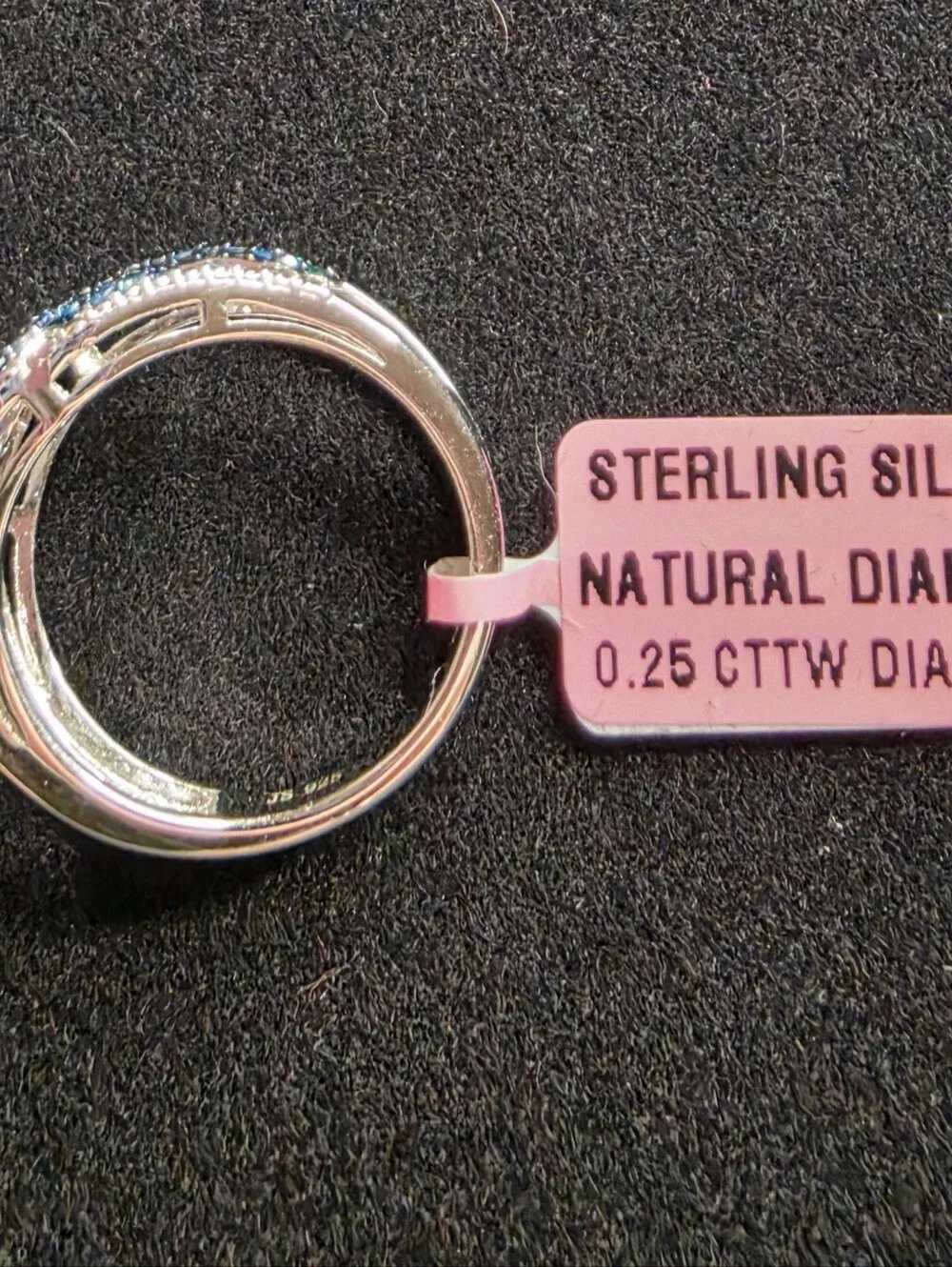 Jewelry | Sterling Silver Blue And White Diamond Crossover Statement ...
